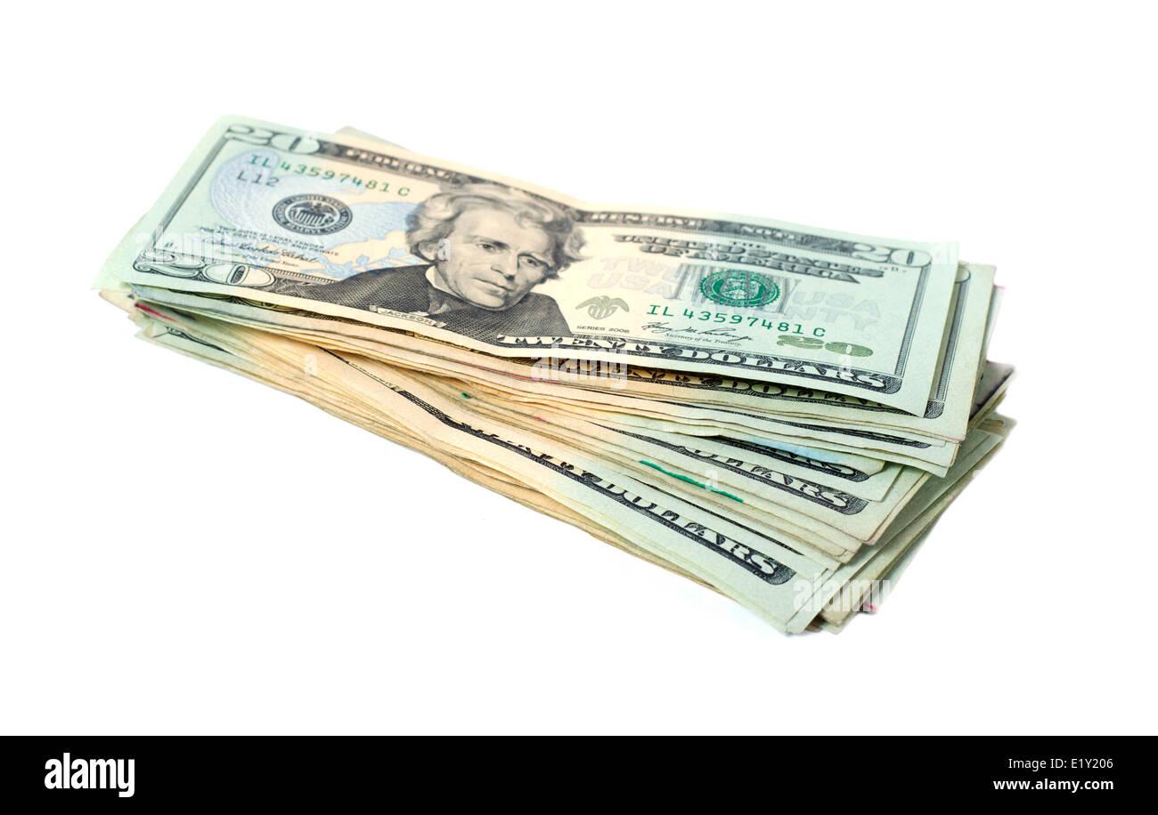 bundle of dollars isolated on white Stock Photo - Alamy