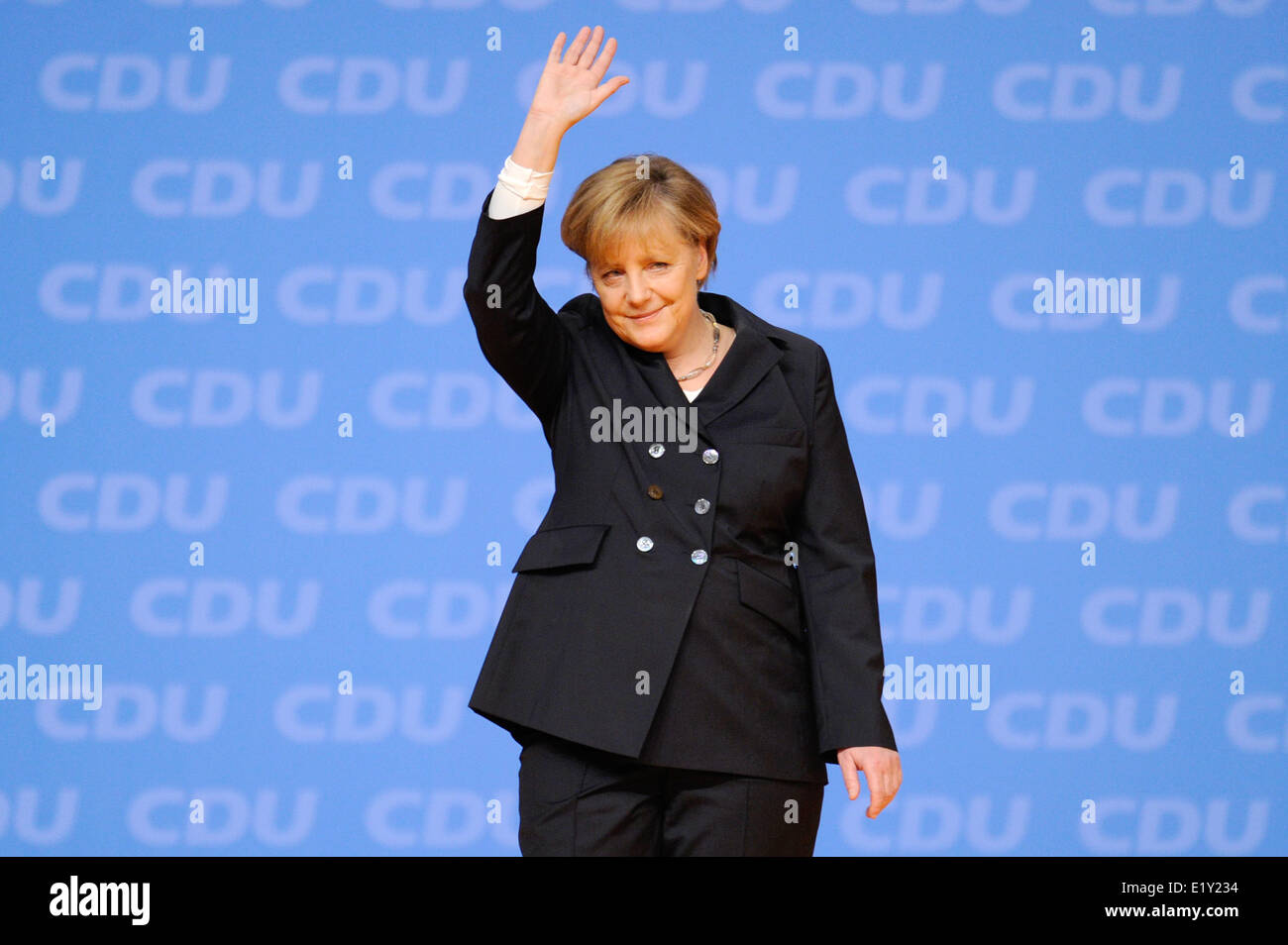 CDU chairwoman and chancellor Angela Merkel receives applause after her ...