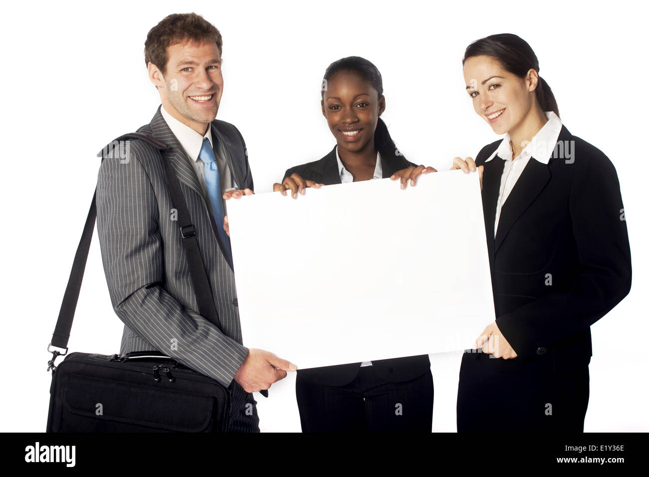 A business team with a blank sign Stock Photo - Alamy