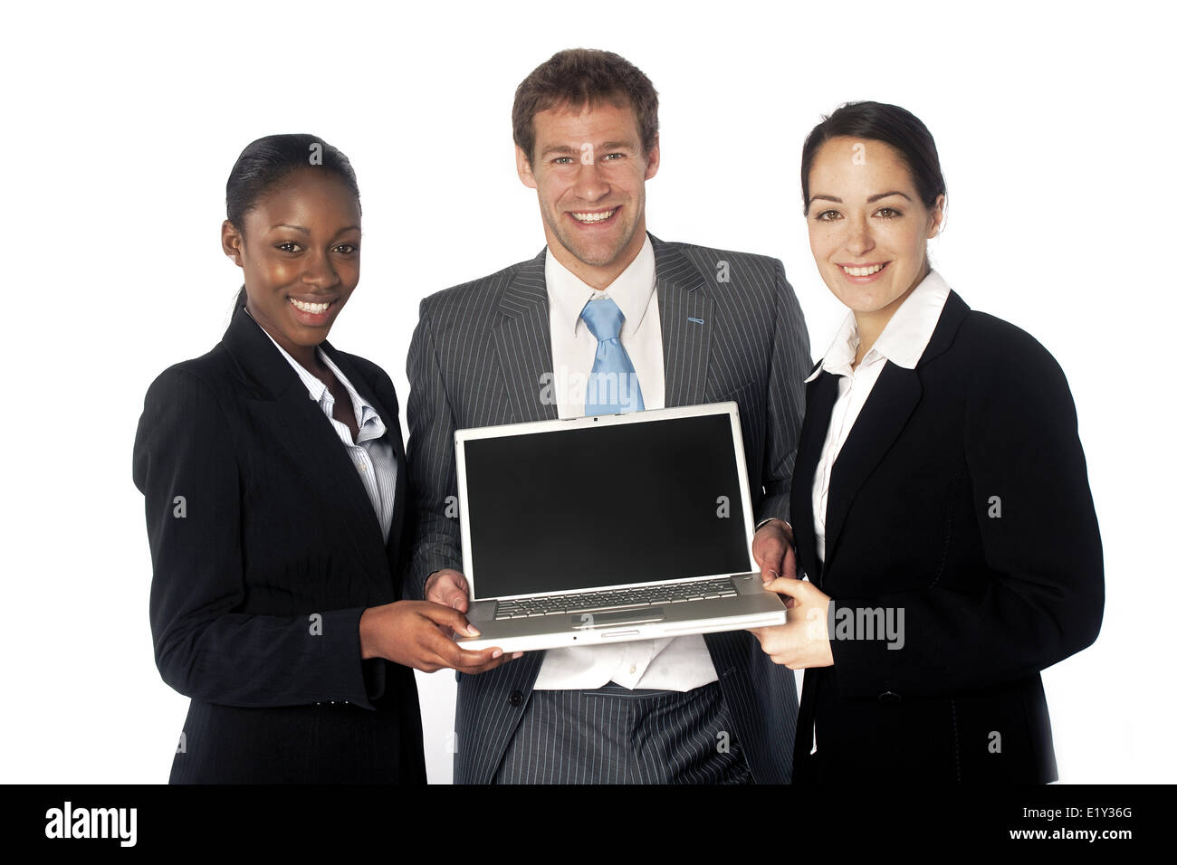 Business team presenting with a laptop Stock Photo - Alamy