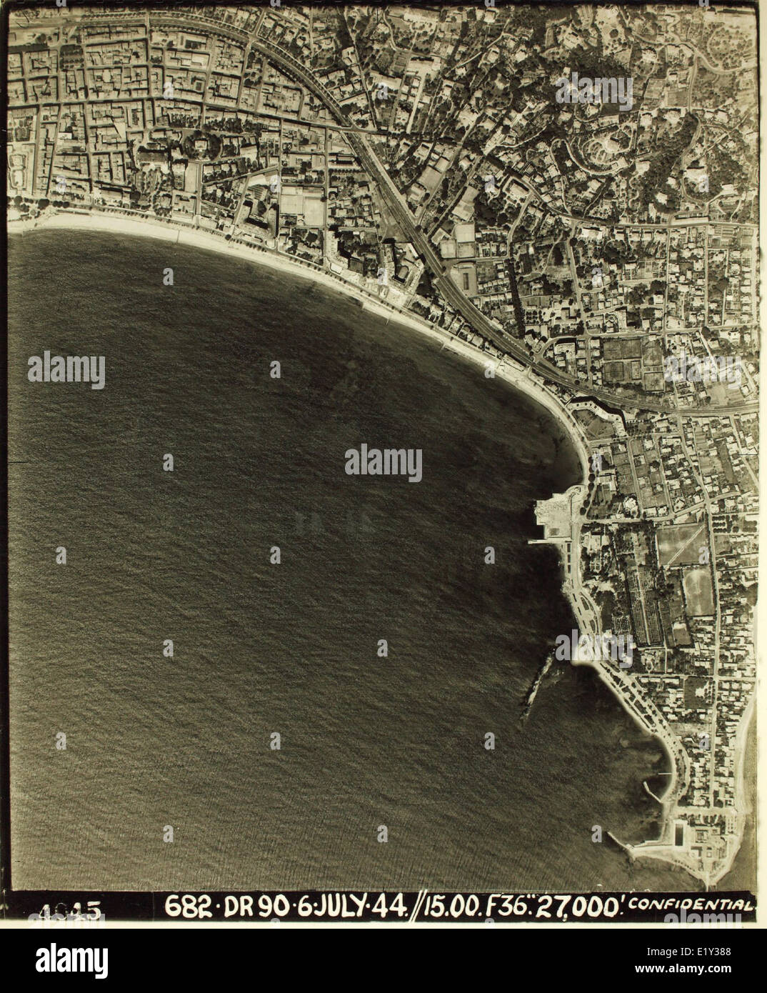 This aerial reconnaissance photo taken over Cannes, France, during ...
