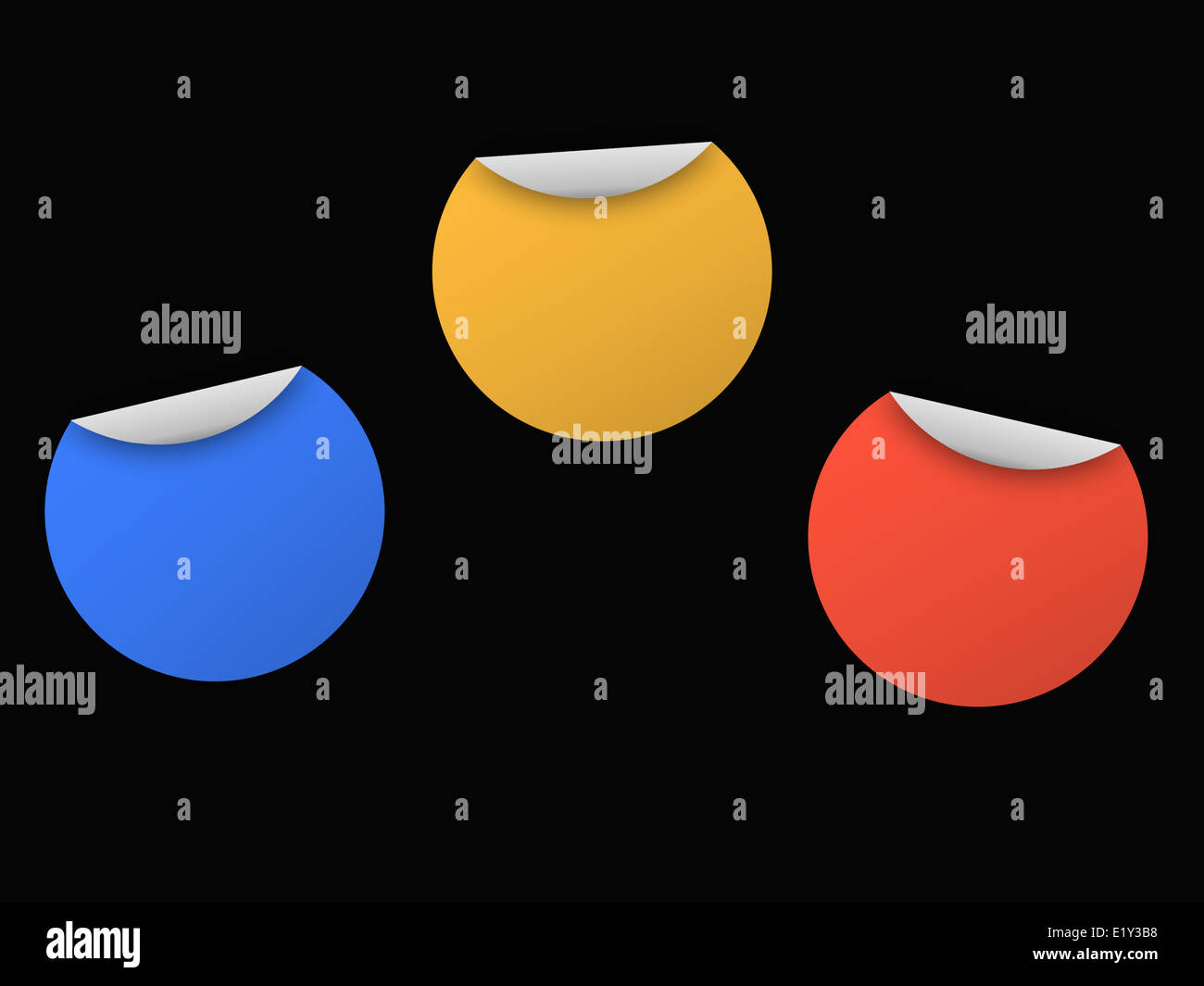 three stickers on black Stock Photo - Alamy