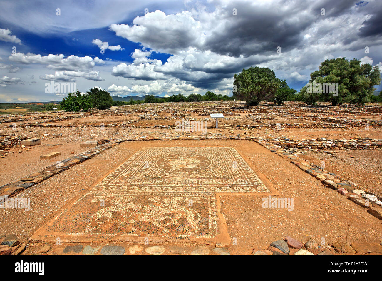 Beautiful mosaic at Ancient Olynthos (Olynthus), Polygyros municipality ...