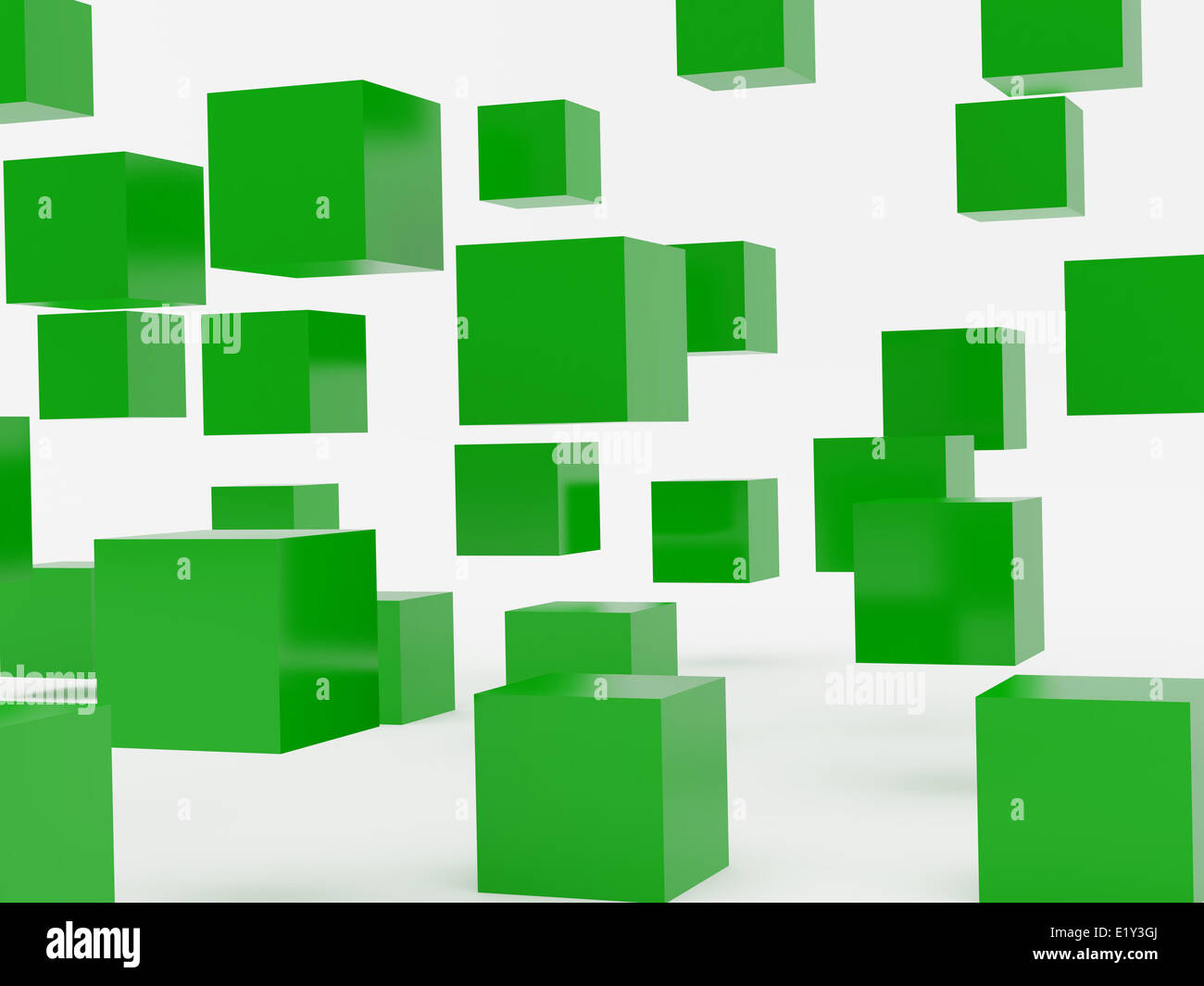 Falling cubes of green colour Stock Photo - Alamy