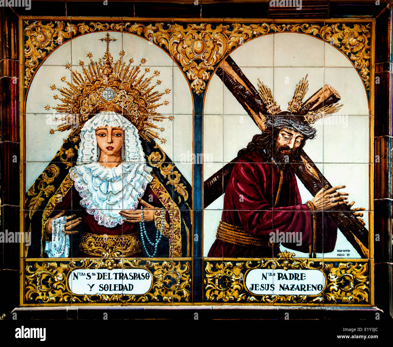 Malaga Spain Catholic Church Christian Ceramic Tiles Stock Photo - Alamy