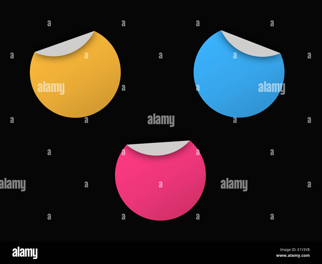 three colored stickers Stock Photo - Alamy