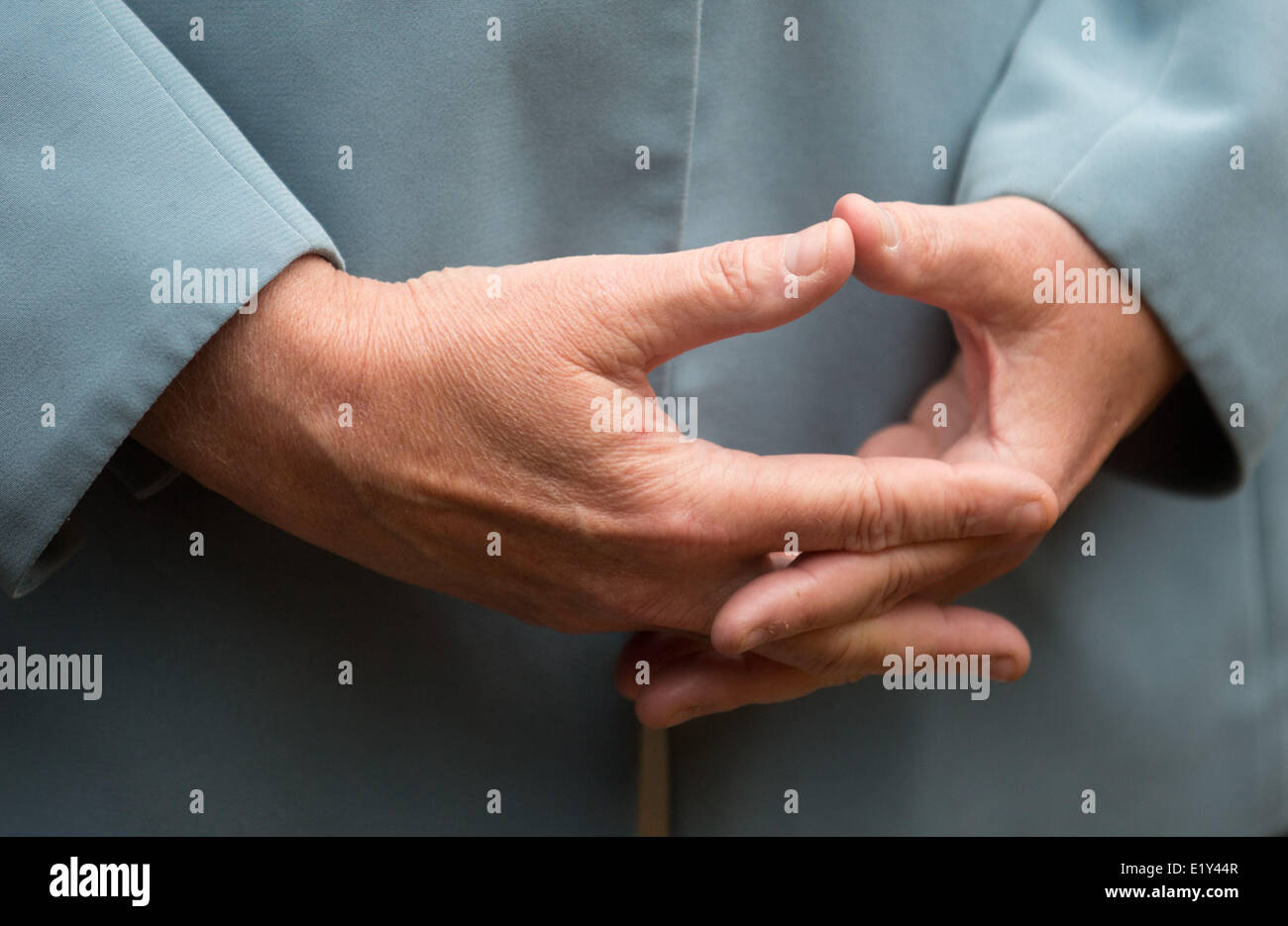 German chancellor Angela Merkel's folded hands during a presentation at ...