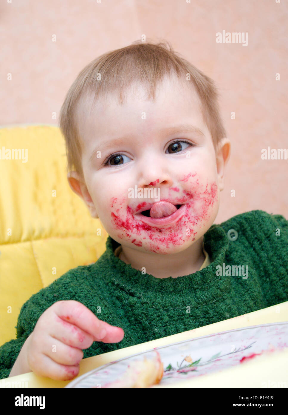 child eating pie with currant Stock Photo - Alamy