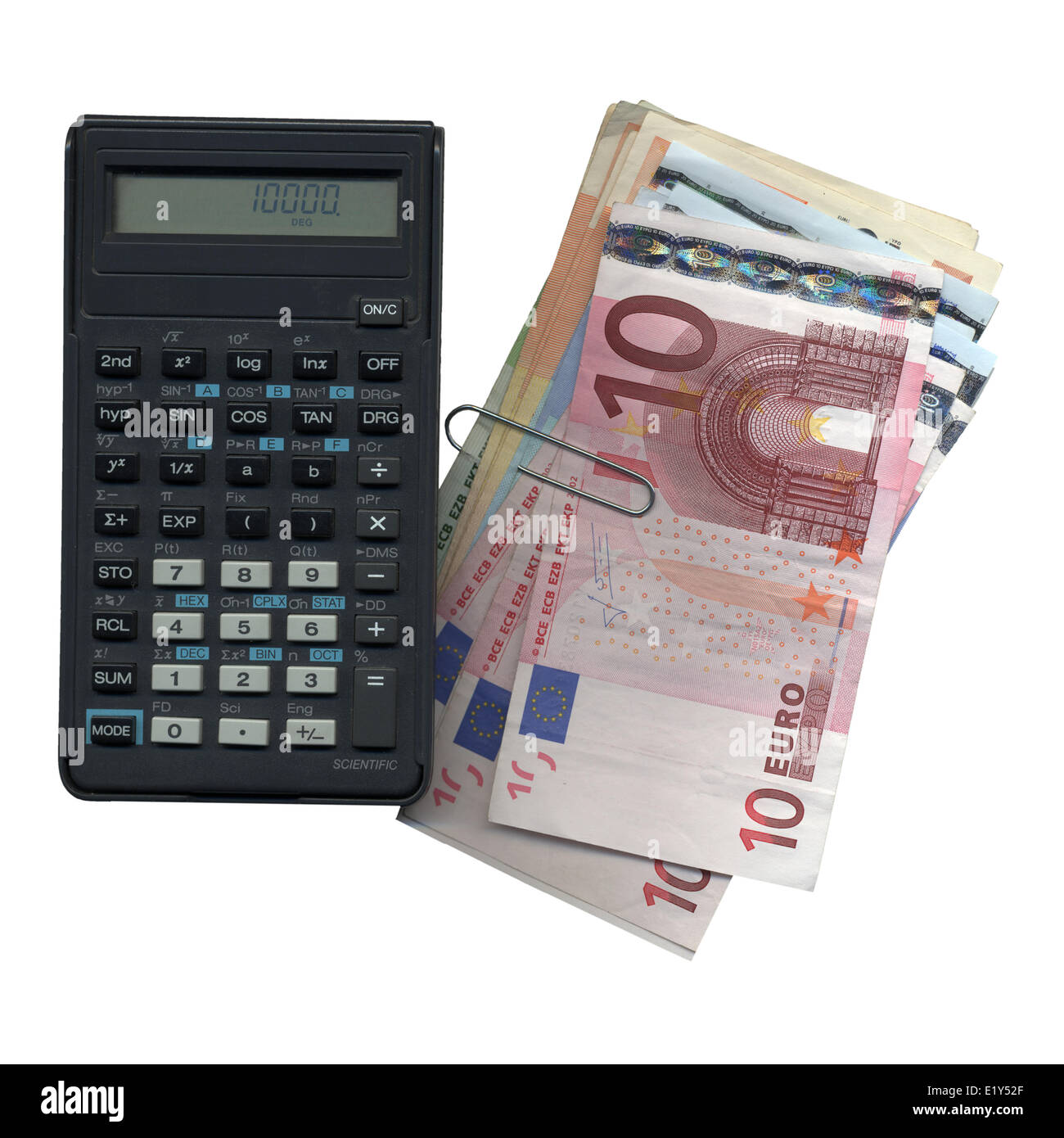 Money with calculator Stock Photo - Alamy