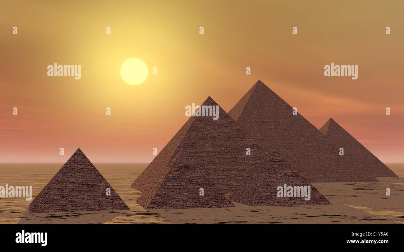 Pyramids by sunset Stock Photo - Alamy