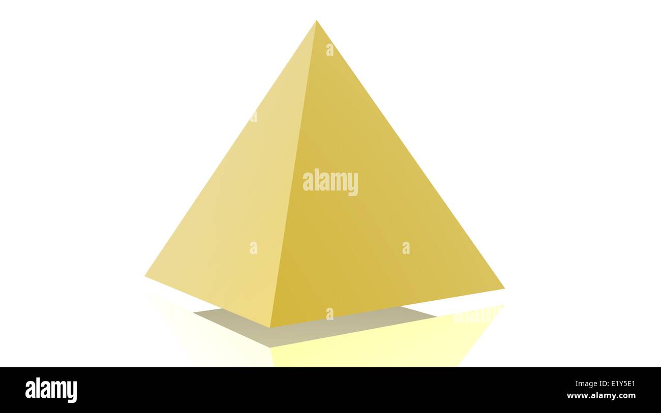 Yellow pyramid in white background Stock Photo - Alamy
