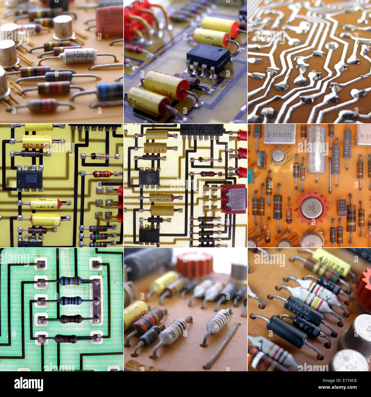 Printed circuits collage Stock Photo - Alamy