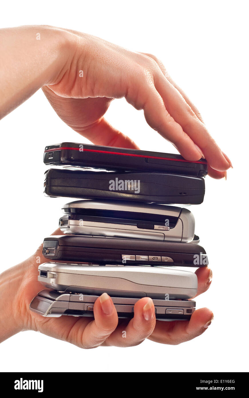 Women with mobile phones Cut Out Stock Images & Pictures - Alamy