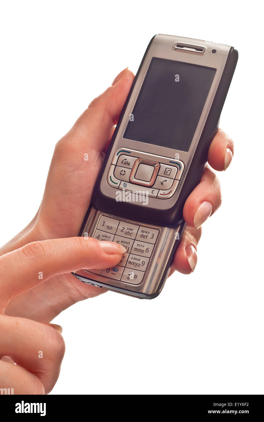 Silver mobile phone Stock Photo - Alamy