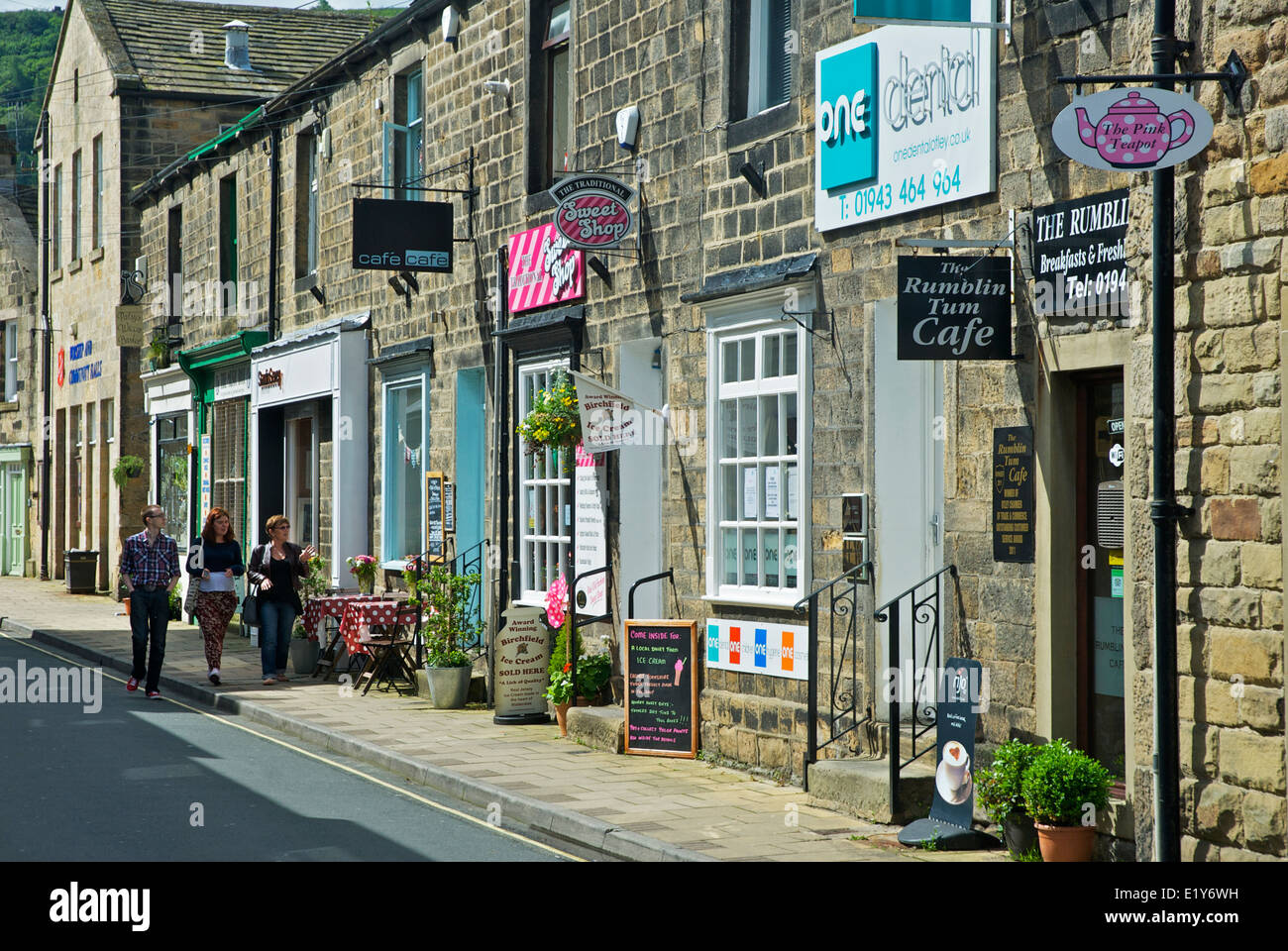 Three girls walking through Otley, West Yorkshire, England UK Stock ...