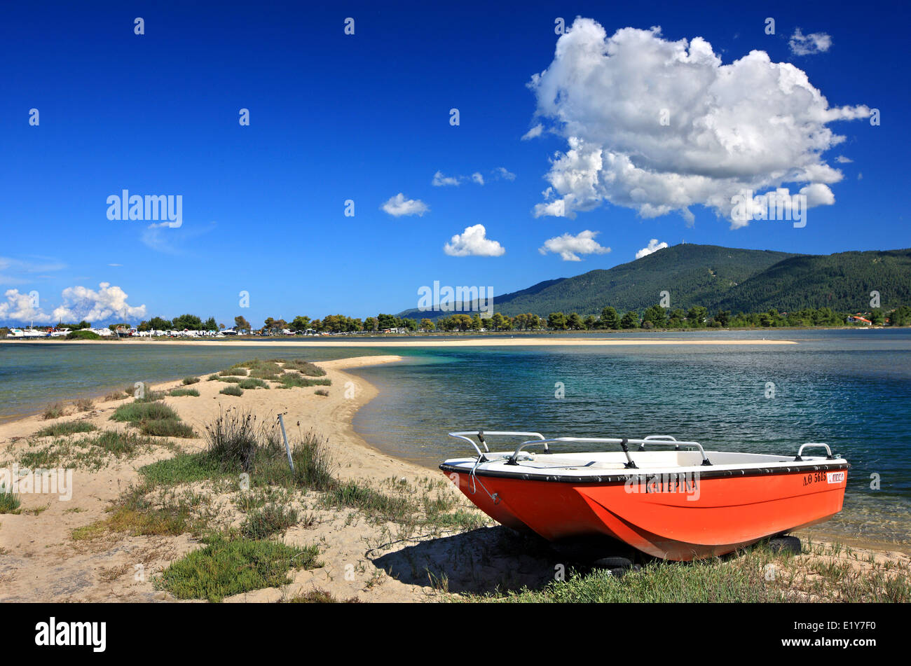 Livari lagoon - beach, at Vourvourou, Sithonia peninsula, Halkidiki ...