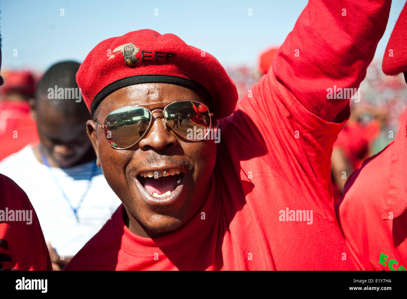 EFF supporters at the EFF rally at Moripe stadium, Atteridgeville ...