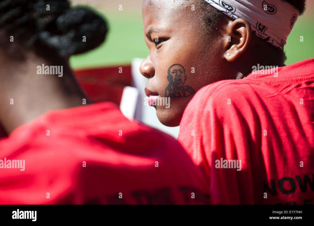 EFF supporters at the EFF rally at Moripe stadium, Atteridgeville ...