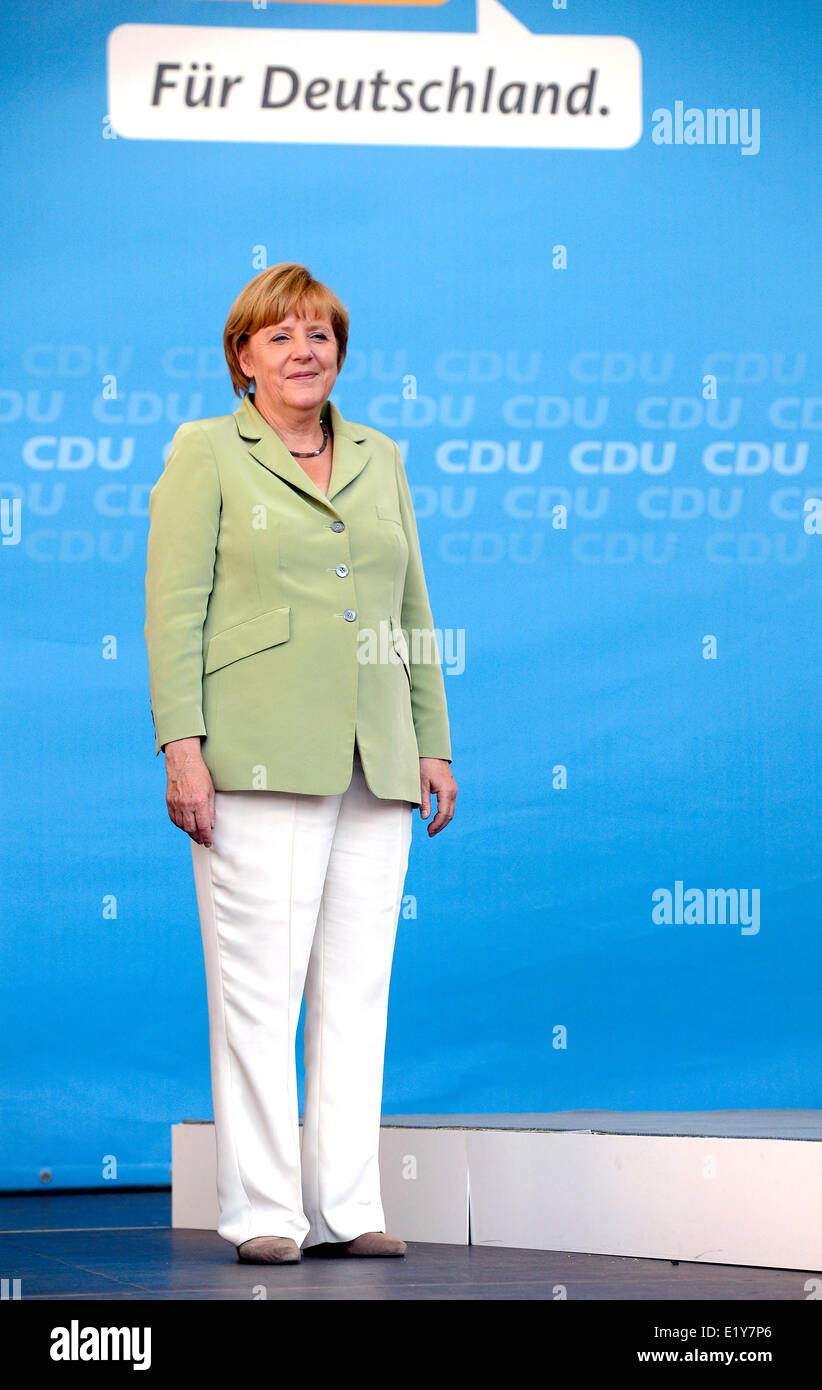 German chancellor Angela Merkel during an election campaign event in ...