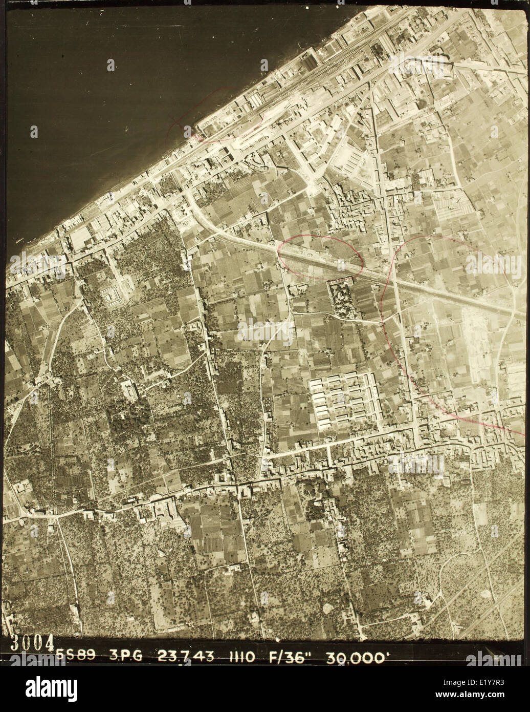 This aerial reconnaissance photo of Naples, Italy, taken during World ...