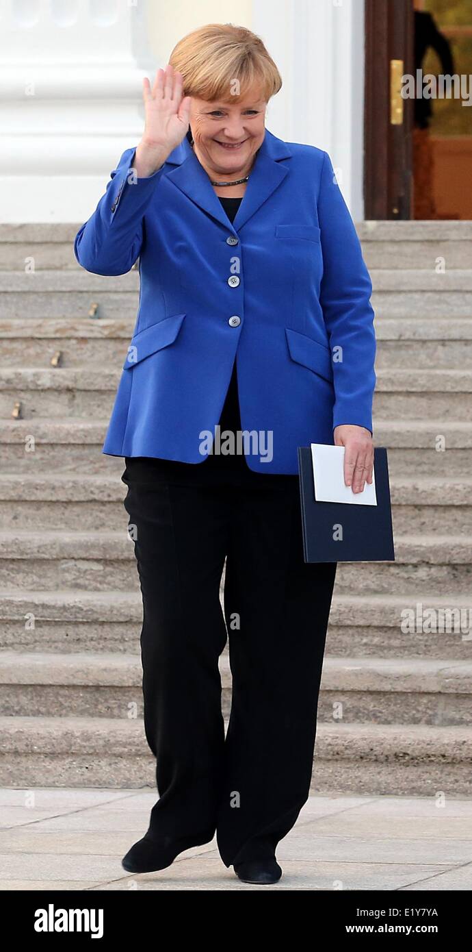 German chancellor Angela Merkel waves after having received the ...
