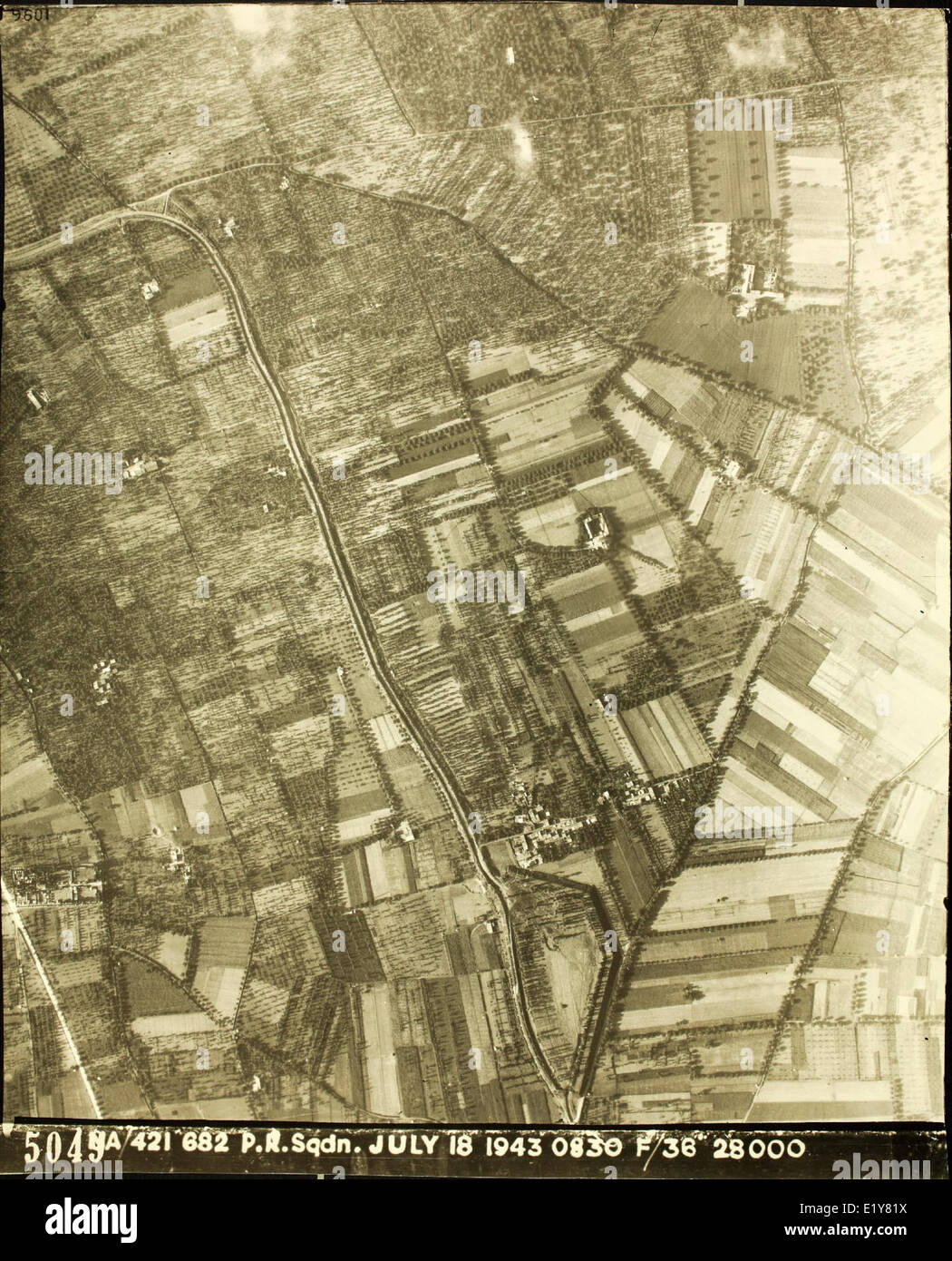 A reconnaissance aerial photograph taken during World War II showing ...