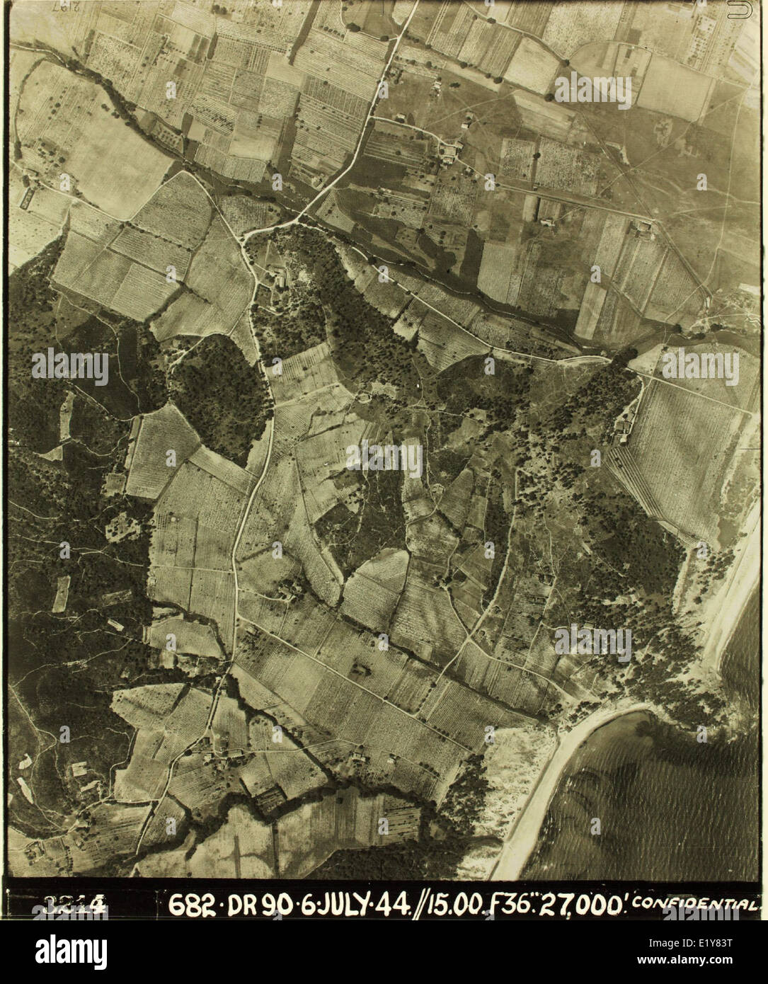 This aerial reconnaissance photo taken during World War II shows the ...
