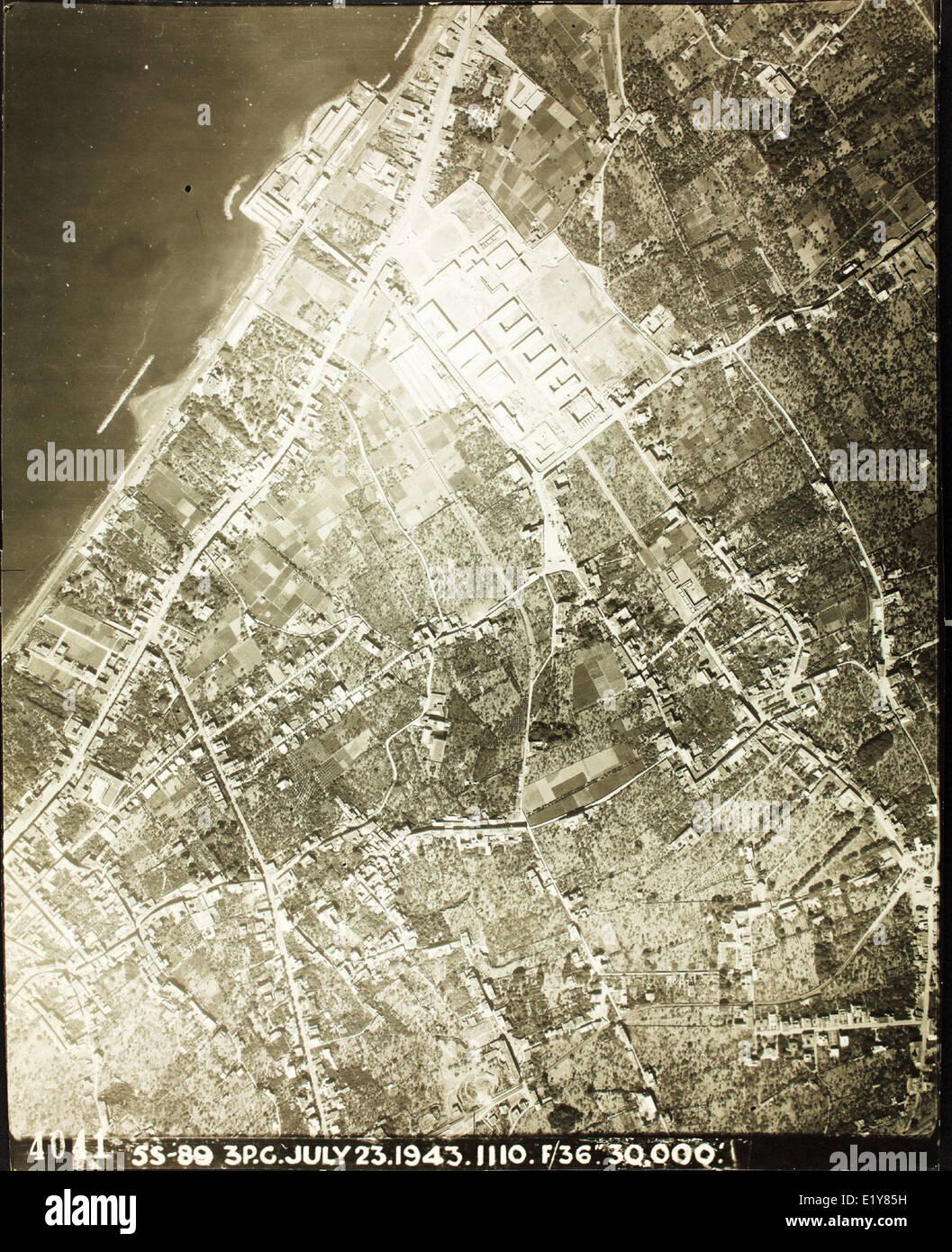This aerial photograph taken during World War II shows Naples, Italy ...