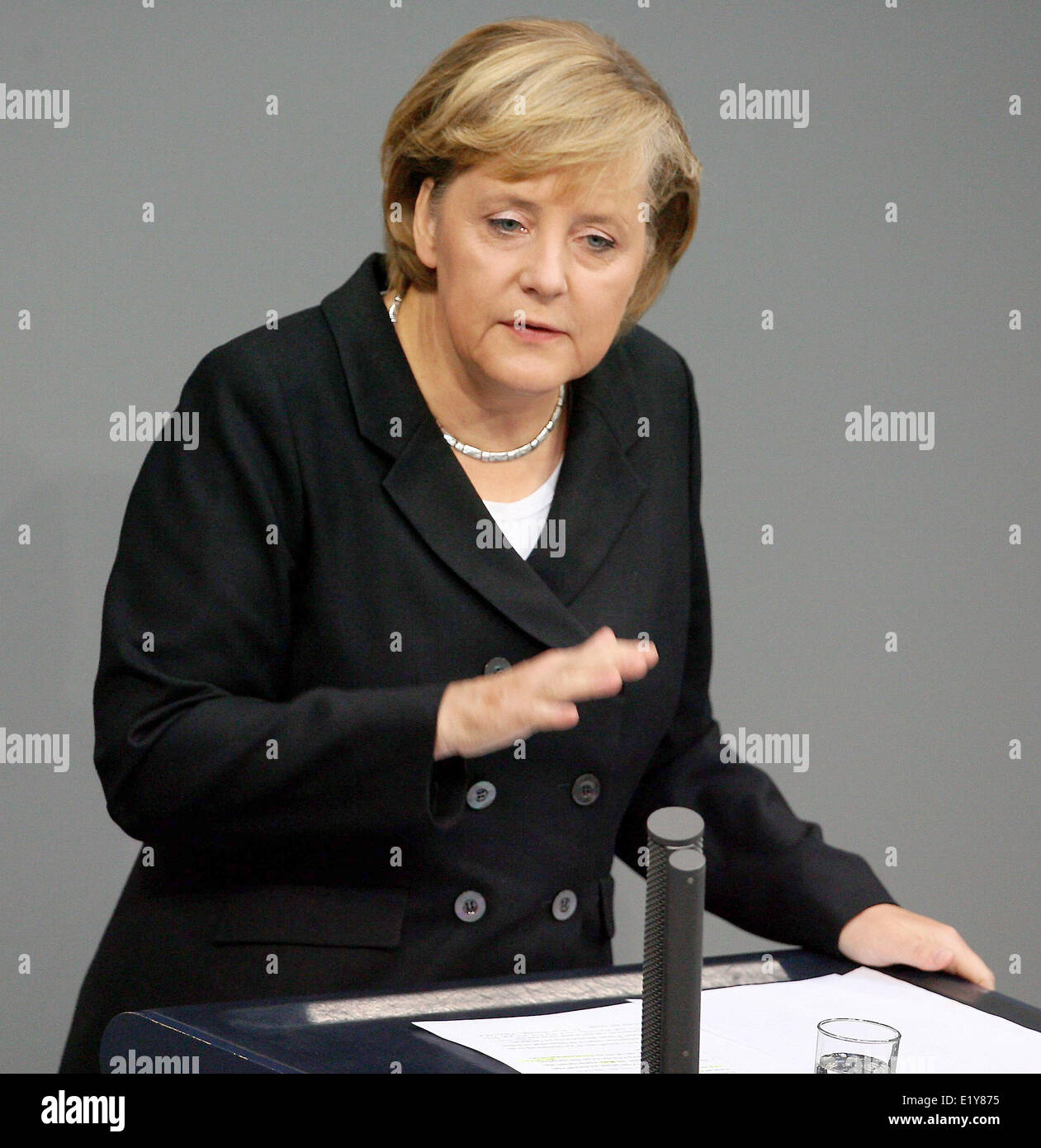Chancellor Angela Merkel gives a speech during the budget debate in the ...