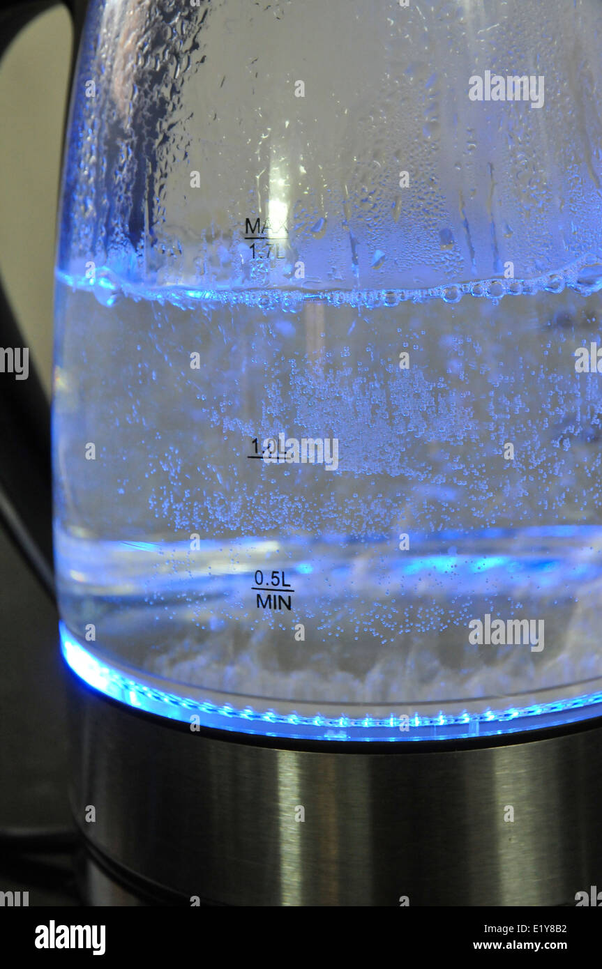 water boiling in a transparent kettle Stock Photo - Alamy
