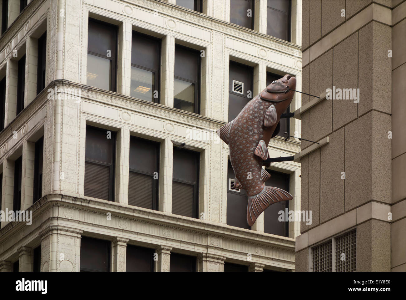fish sign on building in Pittsburgh PA Stock Photo - Alamy