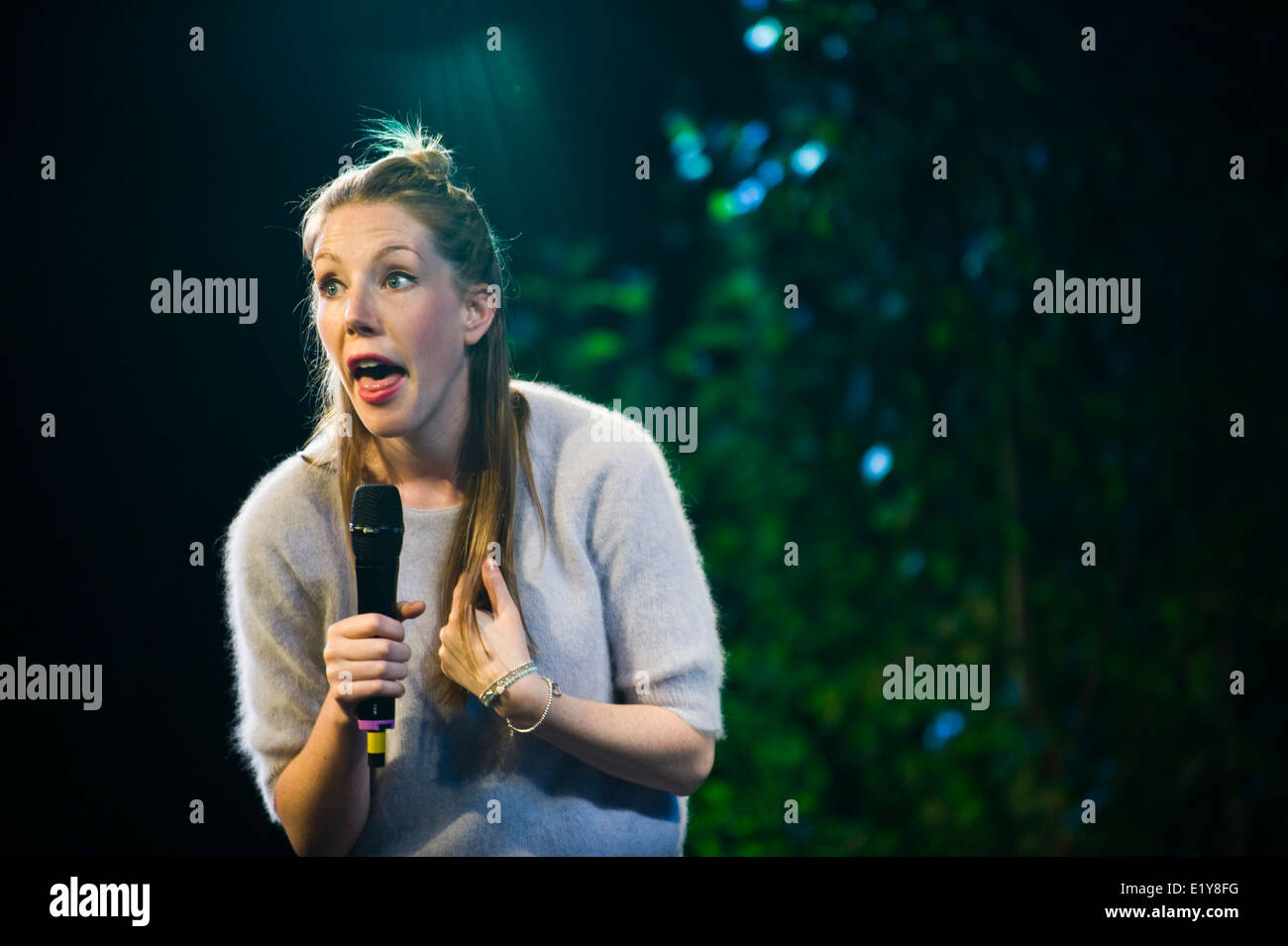 Stand up comedian Katherine Ryan performing on stage at Hay Festival ...