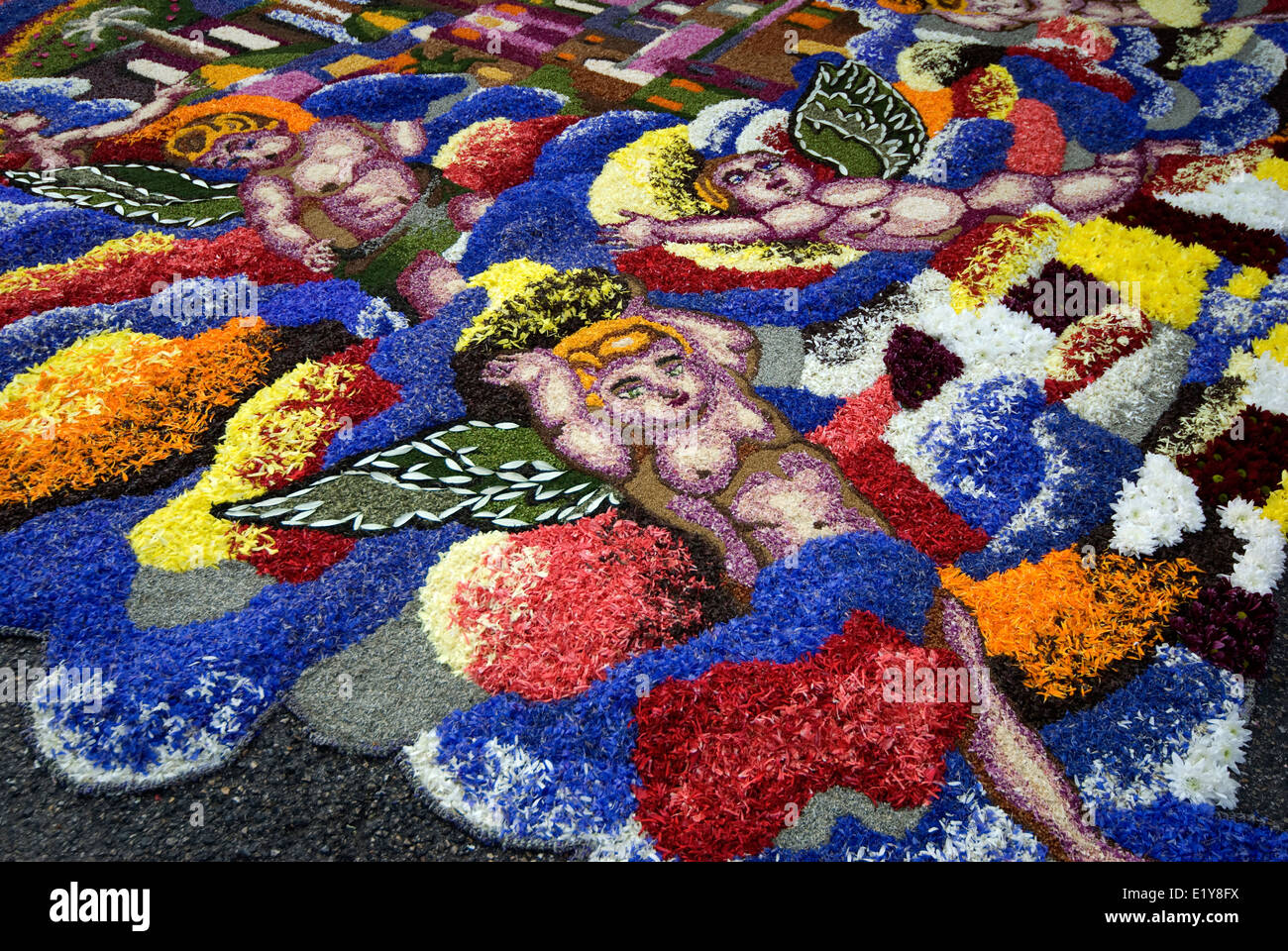Infiorata in Spello, Umbria, Italy - artwork made from people with ...