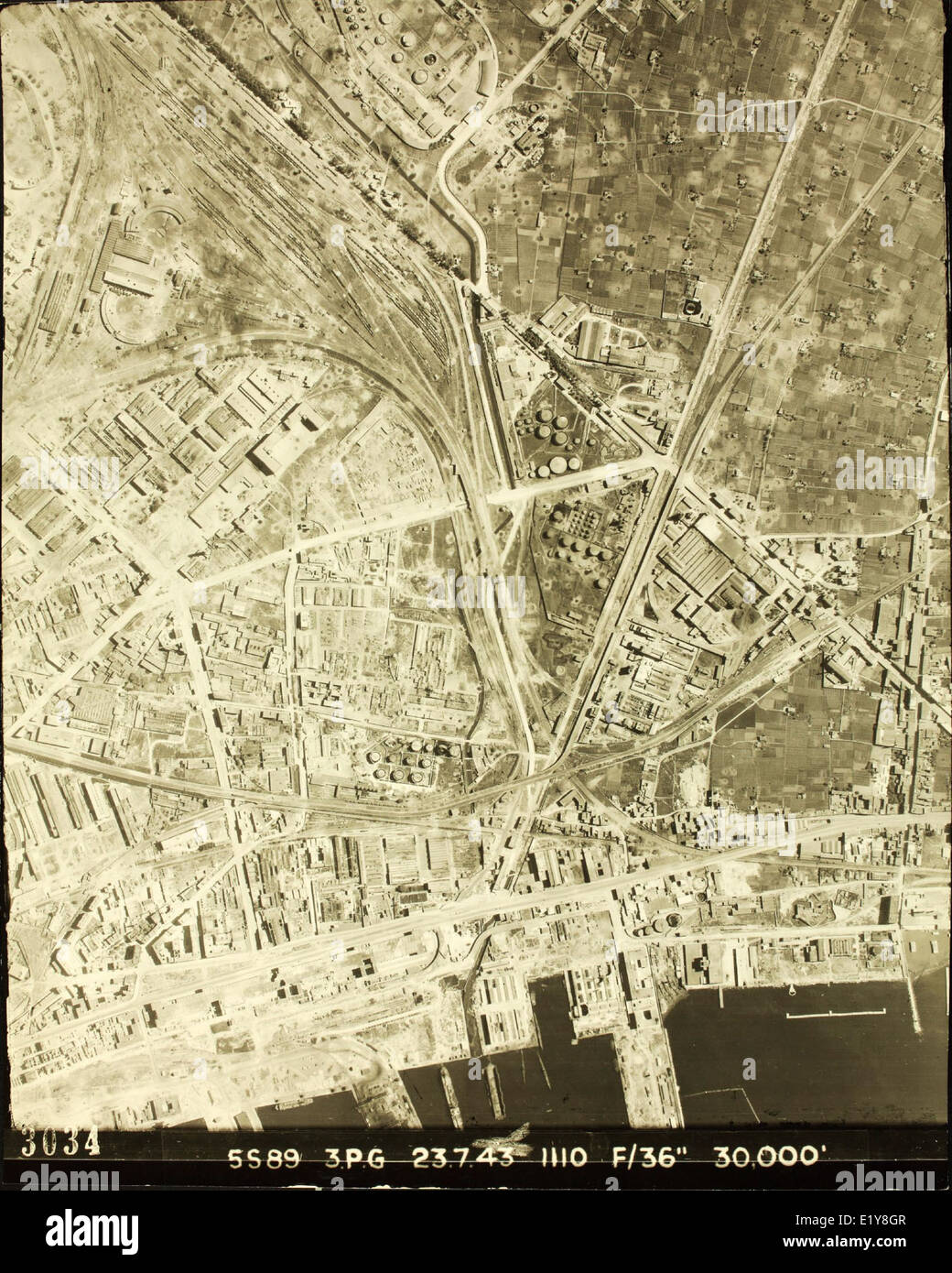 Aerial reconnaissance photographs taken over Naples, Italy during World ...