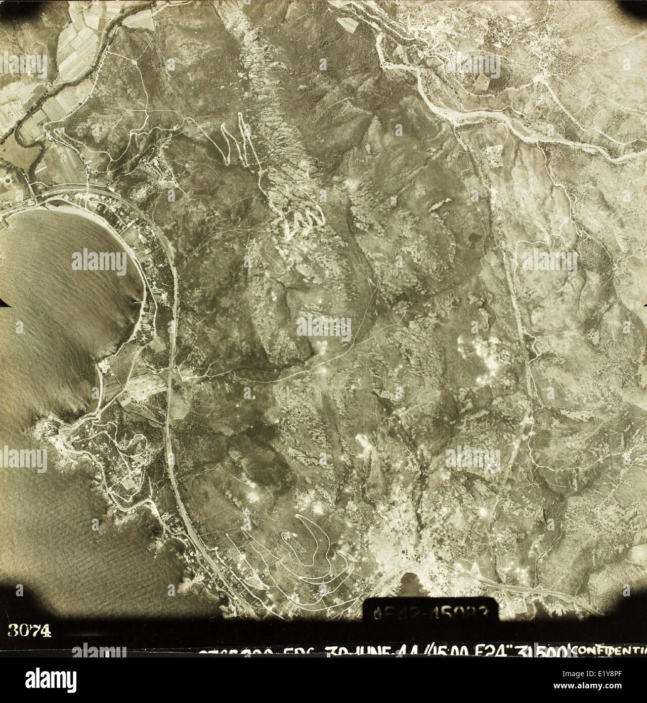 This aerial reconnaissance photograph, taken during World War II, shows ...