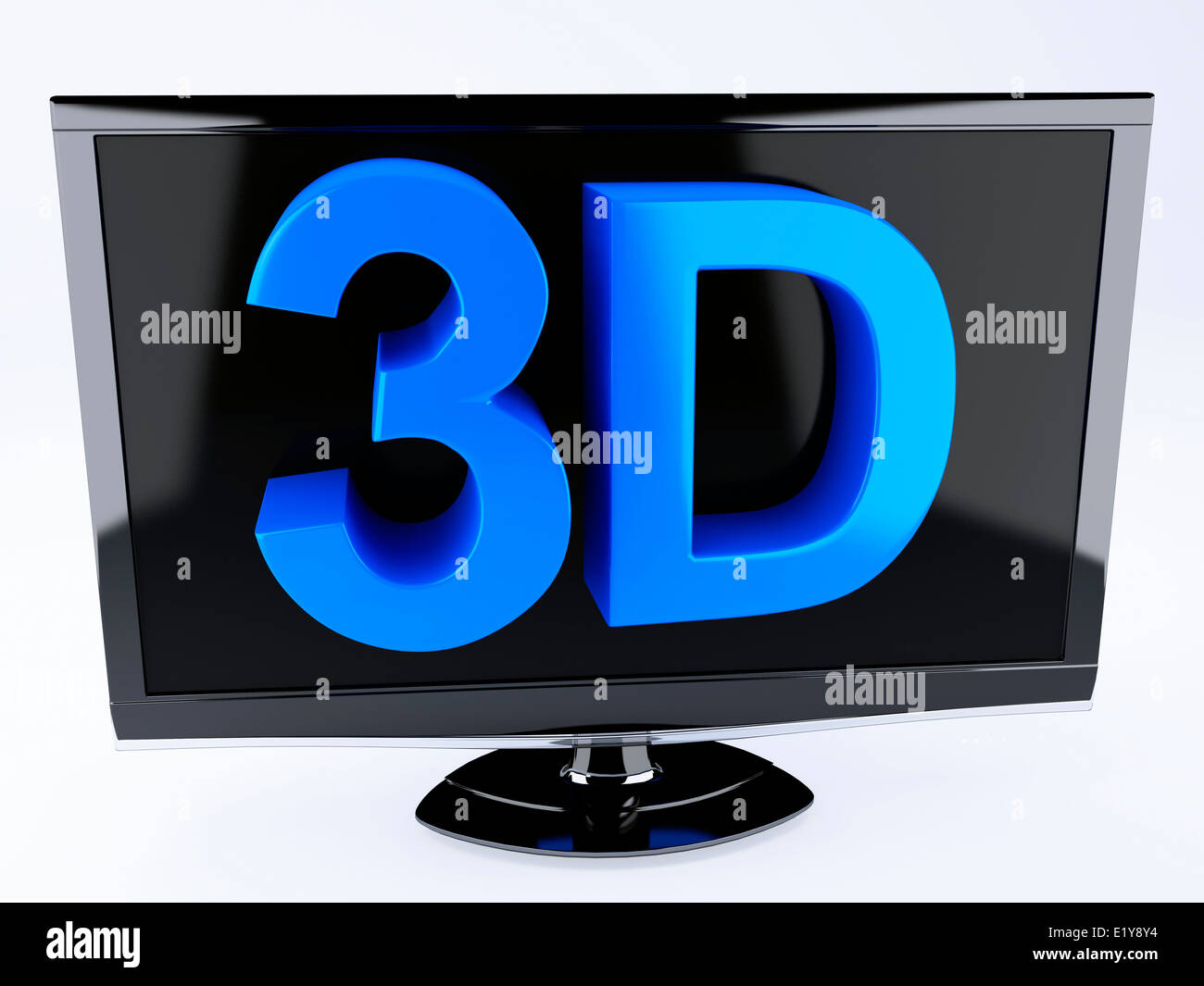 three dimensional television screen with 3D text. isolated white Stock ...