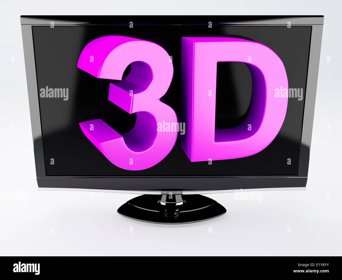 three dimensional television screen with 3D text. isolated white Stock ...