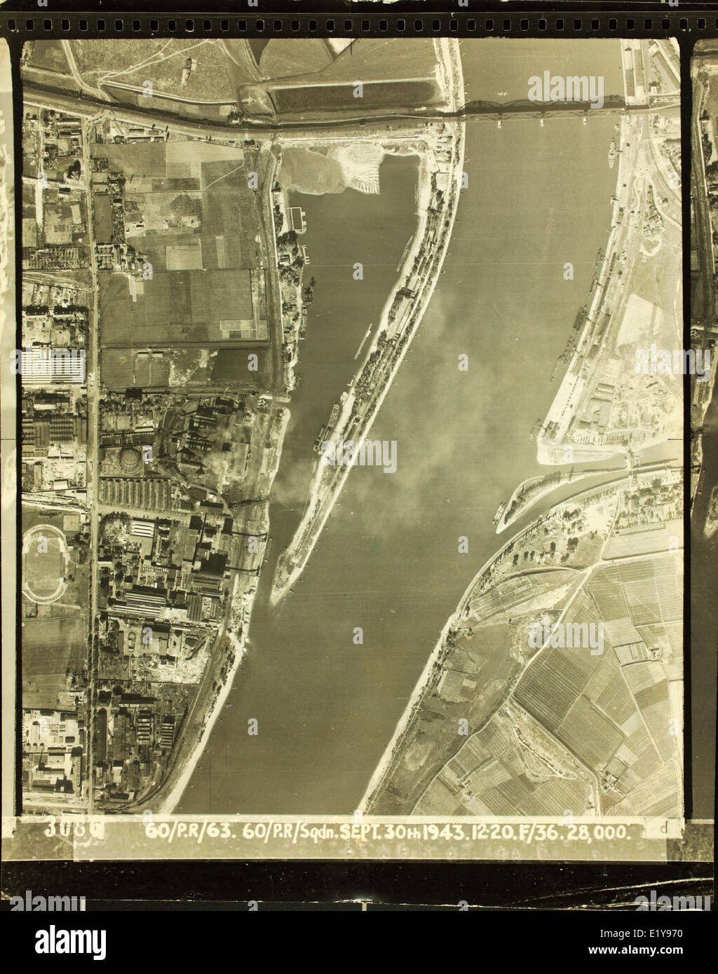 This aerial reconnaissance photo from World War II shows Budapest ...