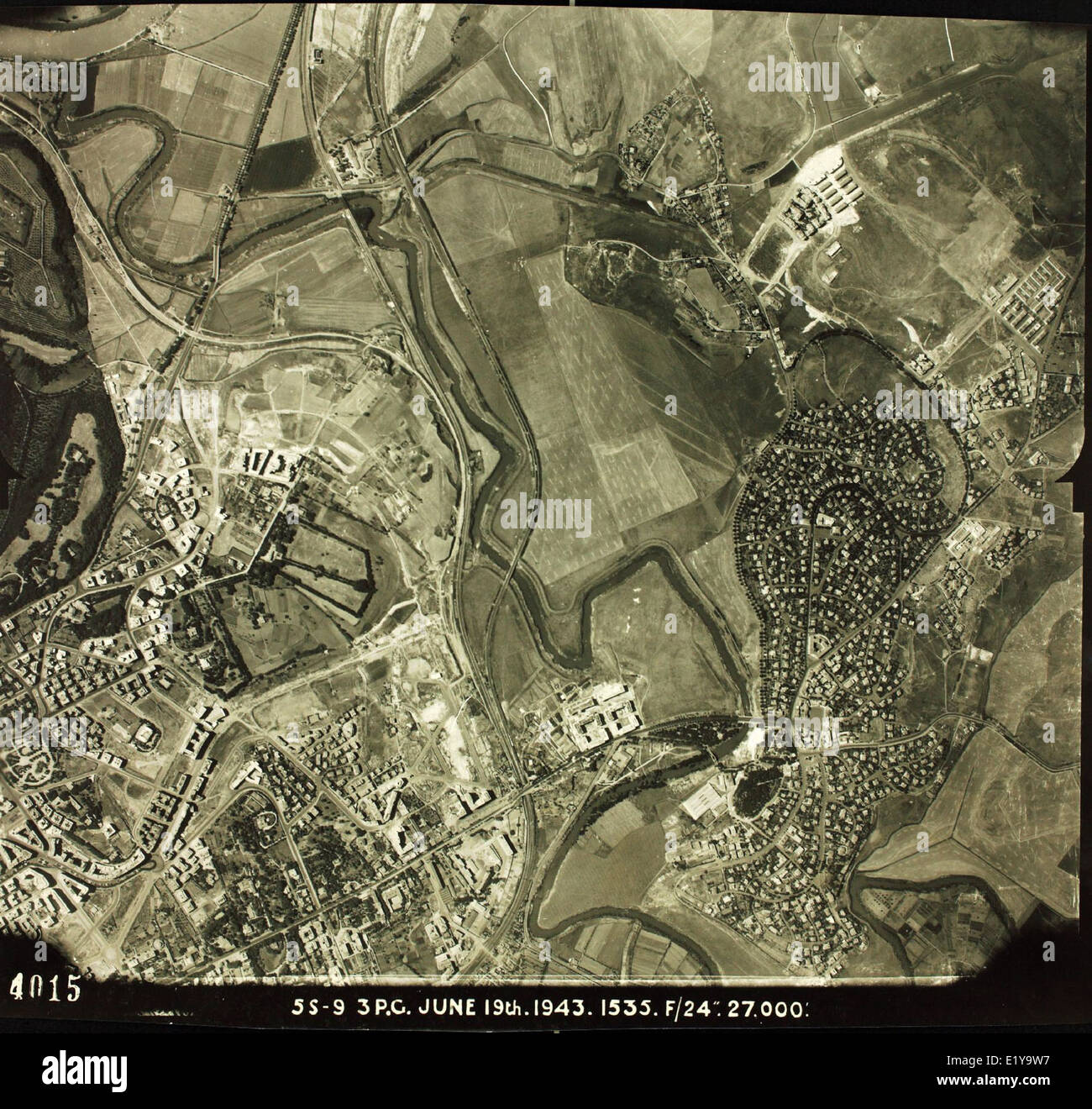 This aerial reconnaissance photo, taken during World War II, shows an ...