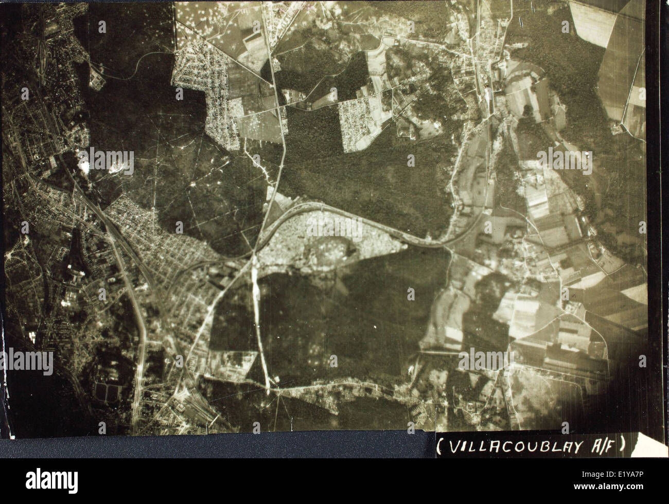Aerial reconnaissance photo taken during World War II, showing a ...