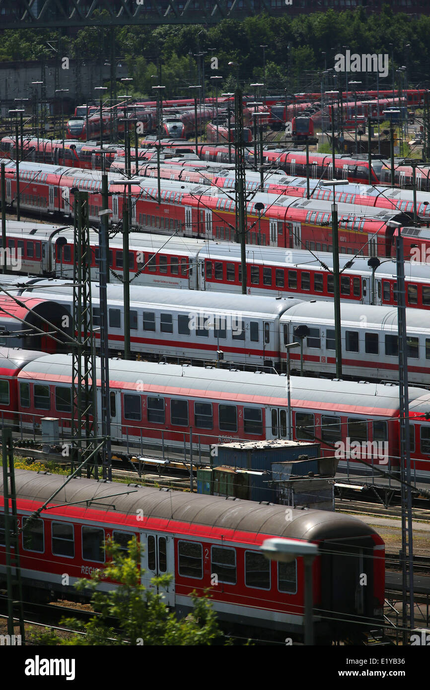 Trains stand in the depot of Deutsche Bahn in Cologne, Germany, 11 June ...