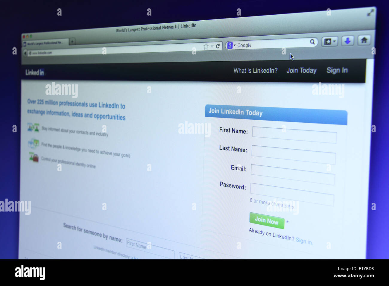 Photo of Linkedin website on a monitor screen. Linkedin is a famous ...