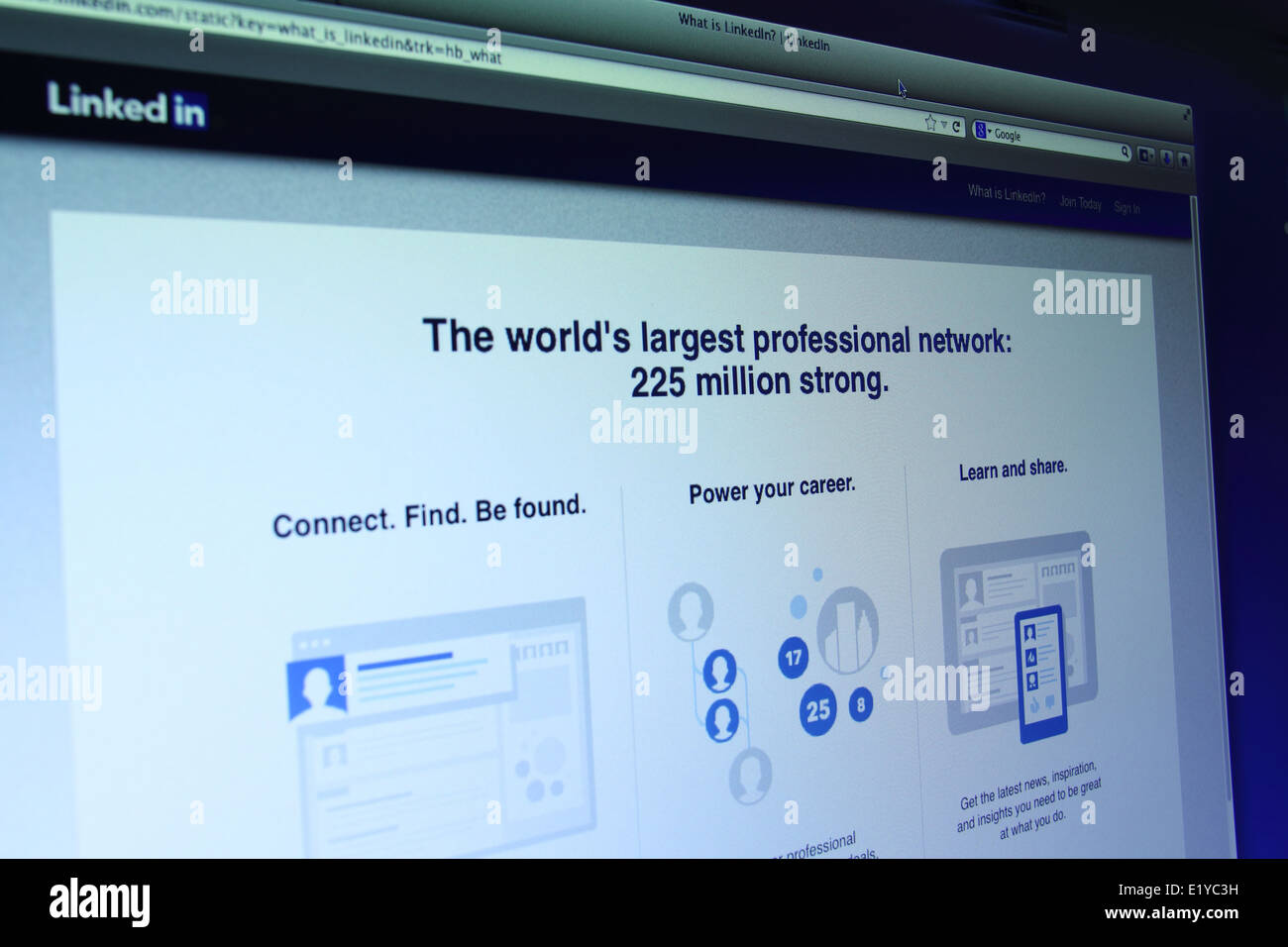Photo of Linkedin website on a monitor screen. Linkedin is a famous ...