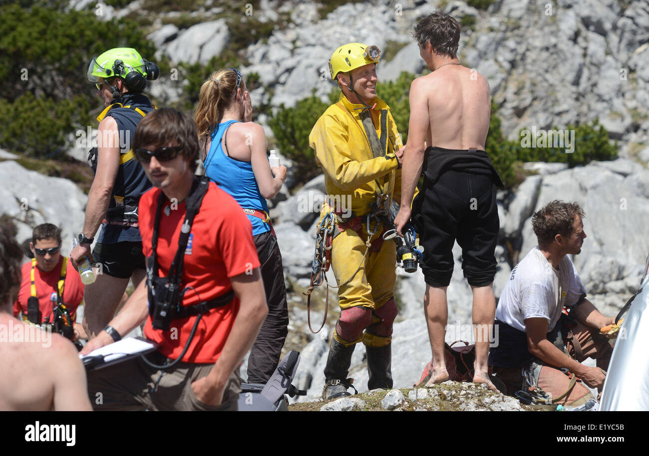 Marktschellenberg, Germany. 11th June, 2014.Two cave and mountain ...