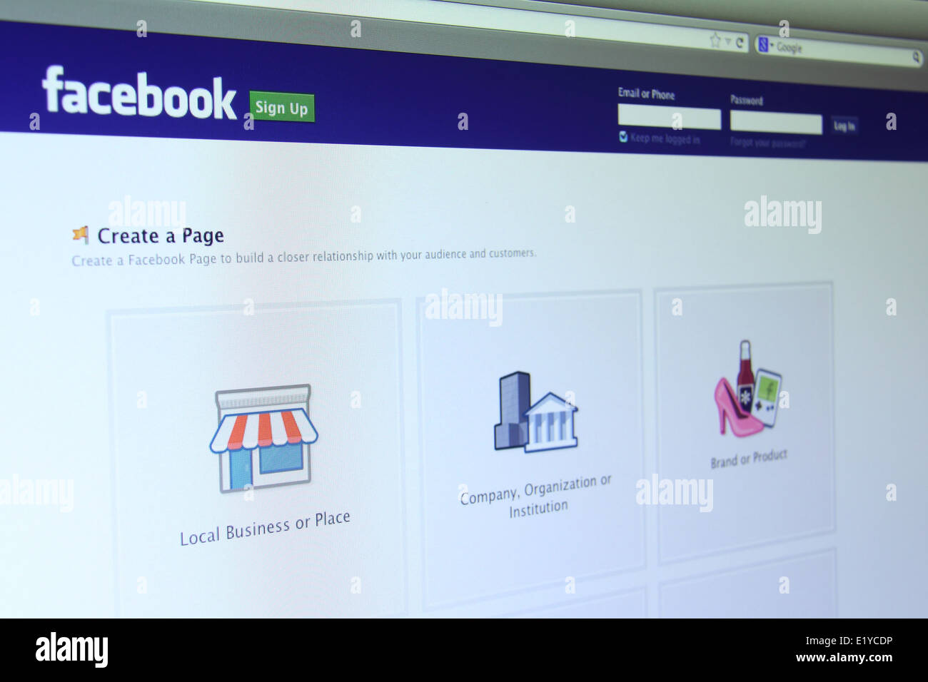 Facebook create a page hi-res stock photography and images - Alamy