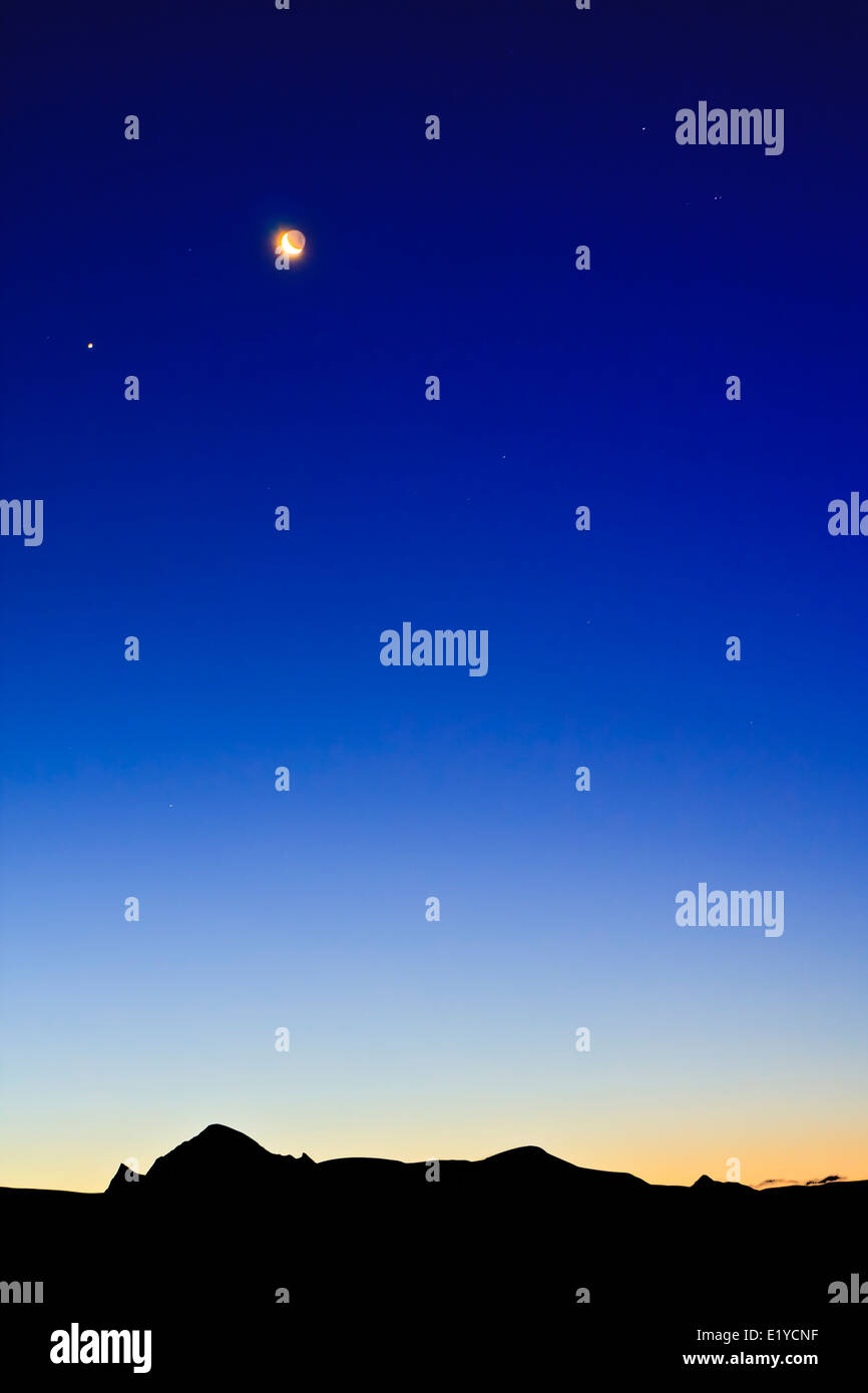 Moon on the Dark Blue Sky among mountains. Antarctica Stock Photo - Alamy