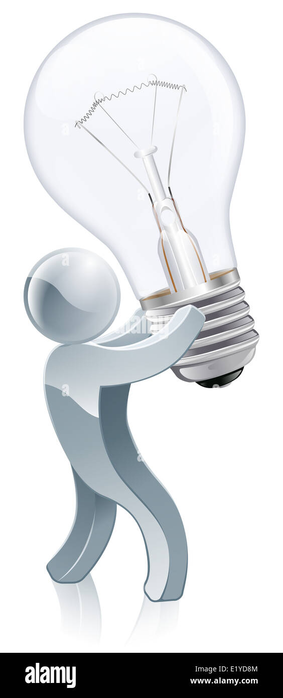 3d render man thinking lightbulb hi-res stock photography and images ...