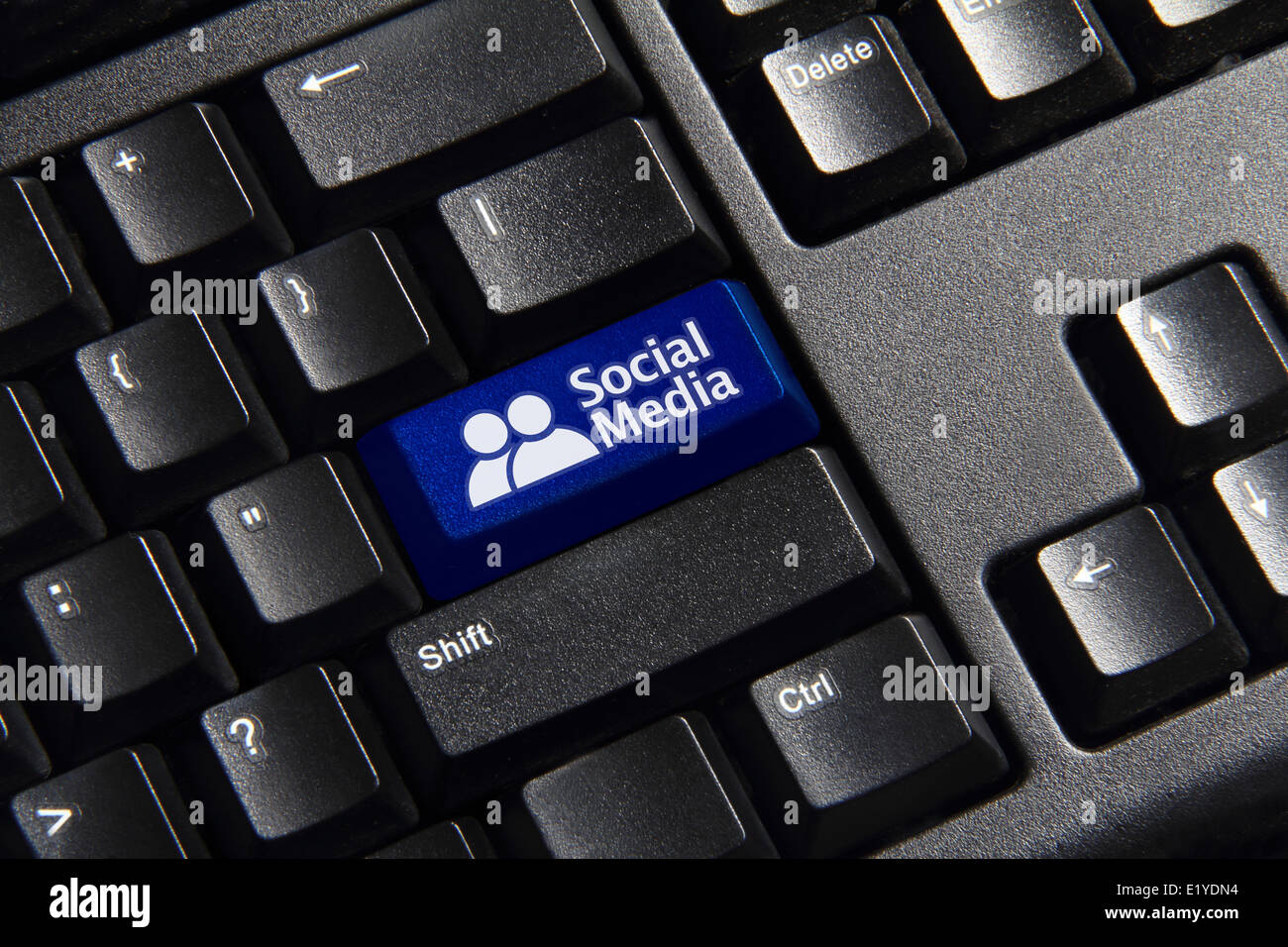Social Media button on a keyboard showing the social media icon Stock ...