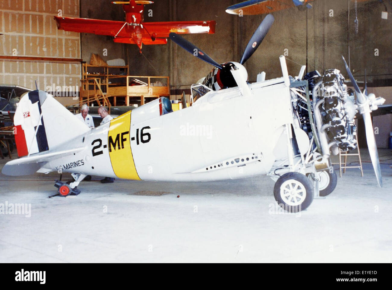 This image shows the Grumman F3F-2, a biplane that served as a carrier ...