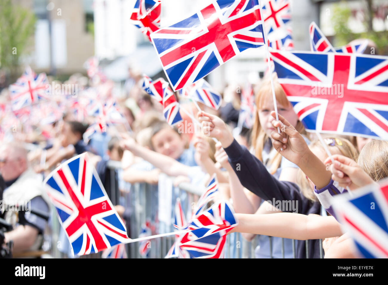 Flag waving children hi-res stock photography and images - Alamy